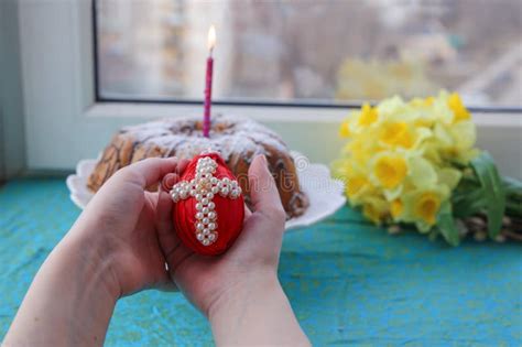 Orthodox Easter Helping Setting Easter Table Stock Image Image Of Hand Celebration 366983247