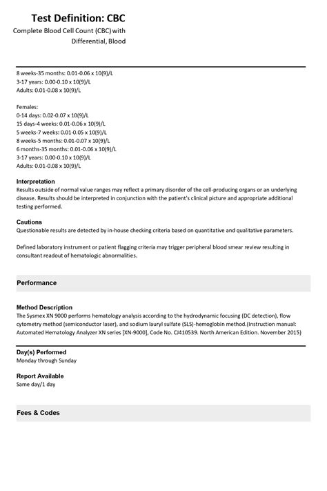 Complete Blood Cell Count CBC With Differential Blood Bahrain Medical Laboratory