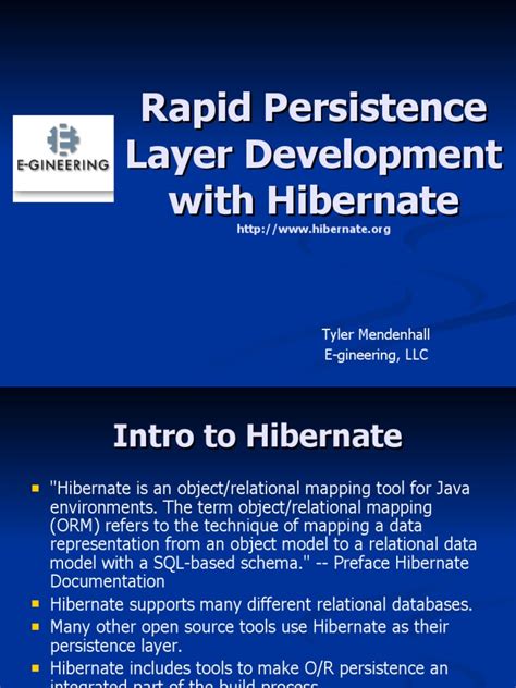 Rapid Persistence Layer Development With Hibernate Pdf Databases
