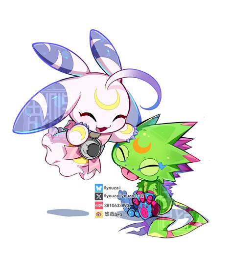Lunamon And Gekkomon Digimon Drawn By Youzaiyouzai112 Danbooru
