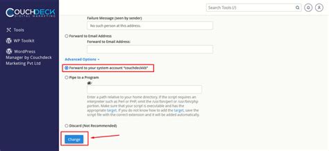 how to set up a default email address via cpanel couchdeck
