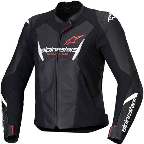 Alpinestars Stella Faster V3 Leather Jacket Black White Fluo