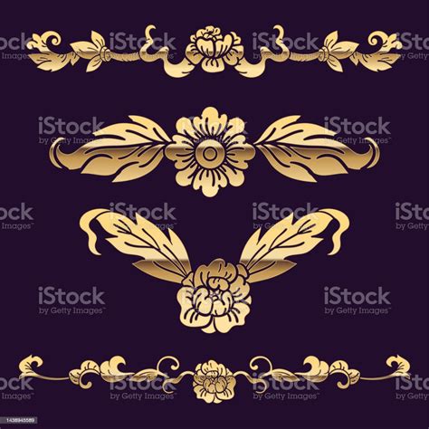아름 다운 황금 클래식 프레스티지 로얄 스타일 장식 요소와 분배기 벡터 세트 1920 1929 년에 대한 스톡 벡터 아트 및 기타 이미지 1920 1929 년 고전