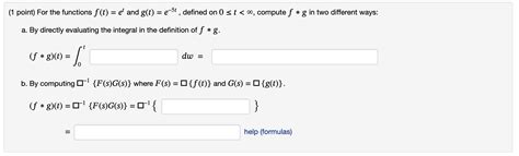 Point For The Functions F T Et And G T E T Chegg Com