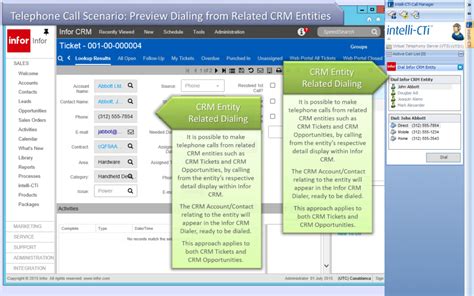 feature intelli cti preview dialing in infor crm web client