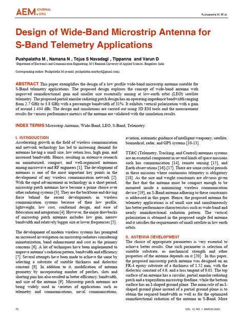 Design Of Wide Band Microstrip Antenna For S Band Pdf Antenna Radio Electricity