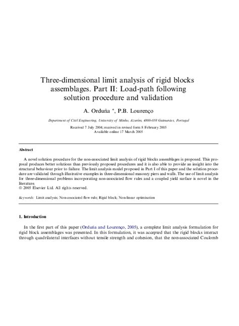 pdf three dimensional limit analysis of rigid blocks assemblages
