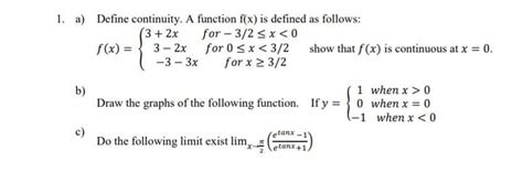 Solved 1 A Define Continuity A Function Fx Is Defined
