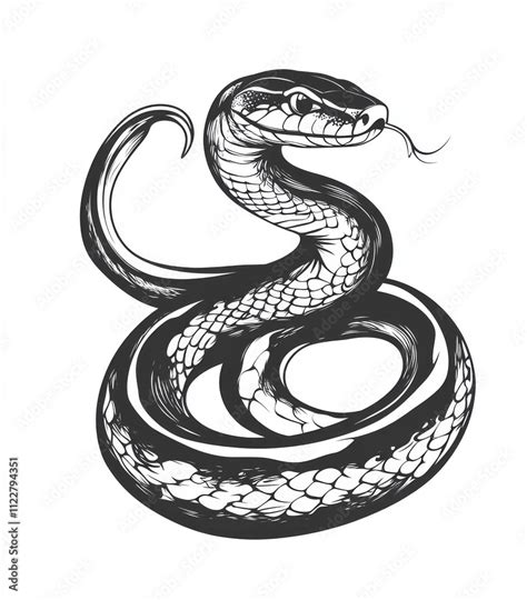 A Black And White Python Clipart Illustration A Monochrome Image Of A Boa Constrictor A
