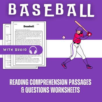 Baseball Sport Reading Comprehension Passages And Questions Worksheet
