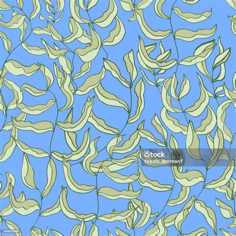 잎이 있는 매끄러운 벡터 배경 간단한 벡터 도면 수동 그래픽 세련된 빈티지 일러스트 디자이너 벽지 직물 우편 포장 컬러 배경 0명에 대한 스톡 벡터 아트 및 기타 이미지