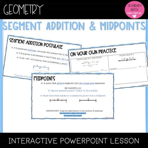 Segment Addition Postulate And Midpoints Powerpoint Lesson Geometry