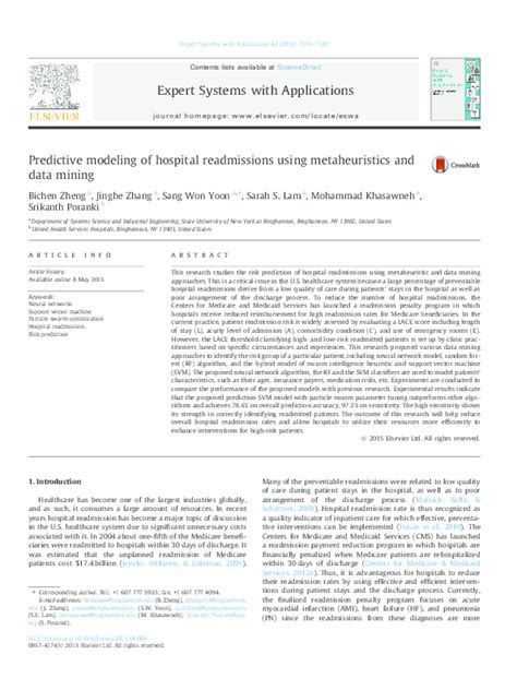 Pdf Predictive Modeling Of Hospital Readmissions Using Metaheuristics And Data Mining