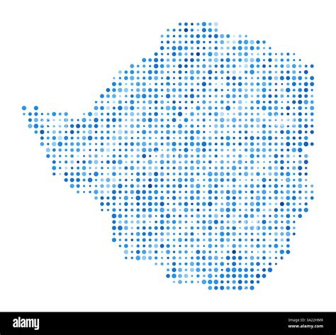 Zimbabwe Dot Map Country Digital Style Shape Zimbabwe Vector Image Country Shape Blue