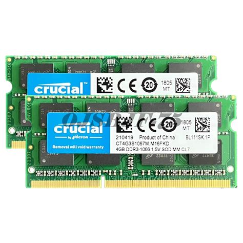 Crucial Pc3 8500 8gb 4gb So Dimm 1066 Mhz Pc3 8500 Ddr3 Memory
