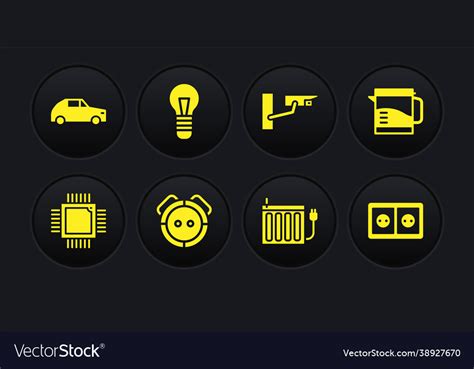 Set Processor With Microcircuits Cpu Electric Vector Image