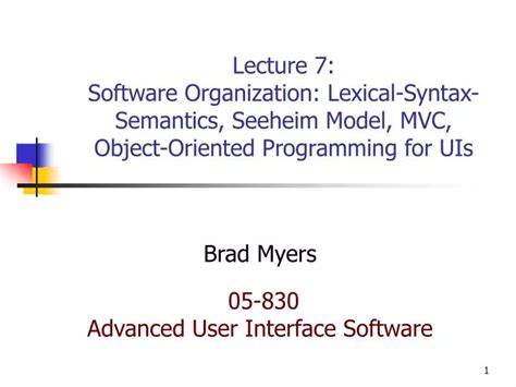 Ppt Lecture 7 Software Organization Lexical Syntax Semantics