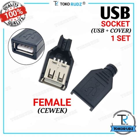 Jual Konektor USB Type A 4 Pin Soket Kosong 1 Set Plug Socket Connector Cowok Male Cewek Female