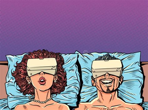 A Man And A Woman Are Lying In Bed With Vr Devices Alternative Virtual