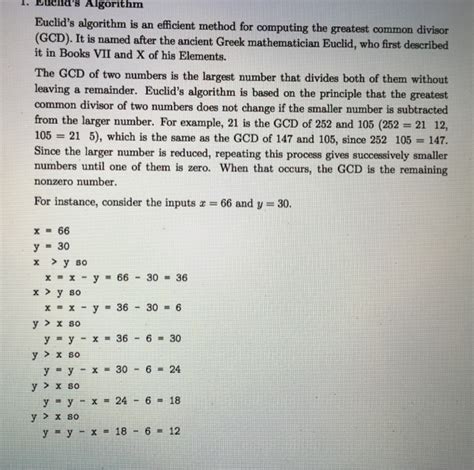Solved I Euclid S Algorithm Euclid S Algorithm Is An Chegg Com