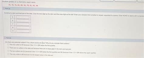 solved construct a stem and leat plot of the data use the