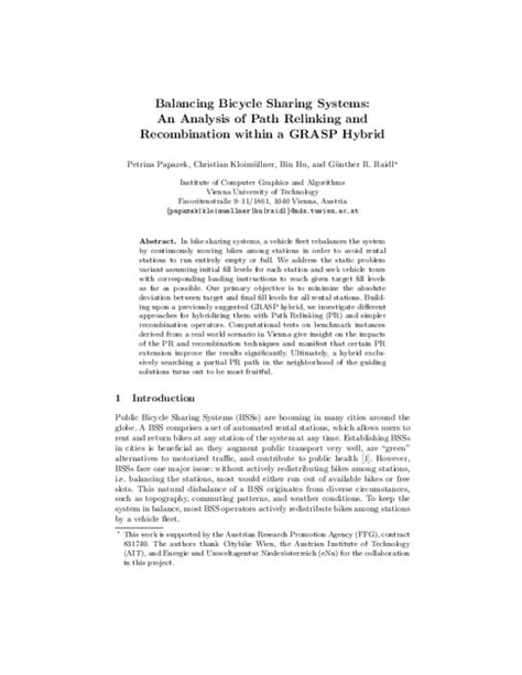 Balancing Bicycle Sharing Systems An Analysis Of Path Relinking And Recombination Within A