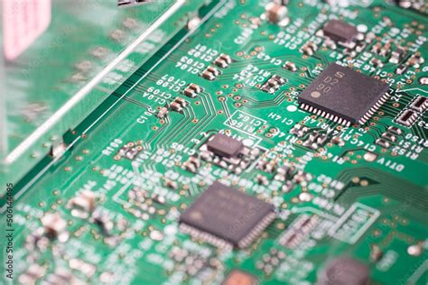 Semiconductor On Electronic Circuit Board Narrow Depth Of Field Stock