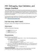 HW Debugging Input Validation And Integer Overflow Pdf HW Debugging