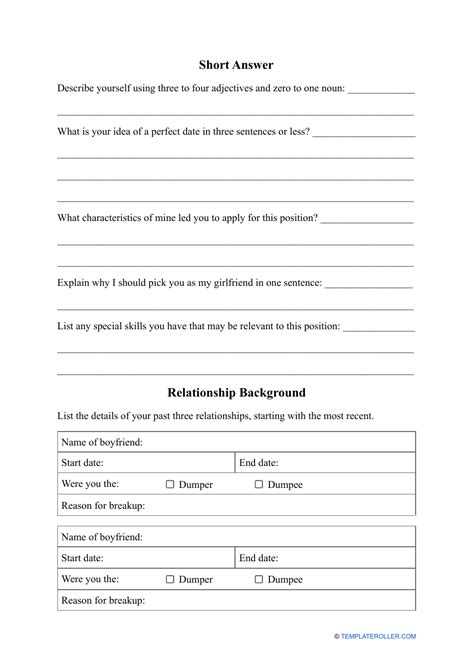 Girlfriend Application Form Fill Out Sign Online And Download Pdf Templateroller
