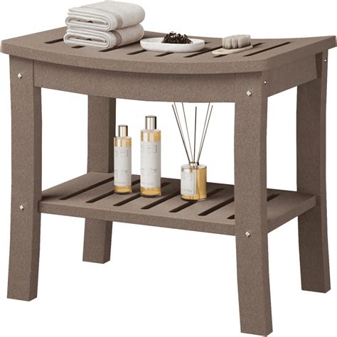 Hdpe Shower Bench With Storage Shelf Waterproof Bathroom Stool For