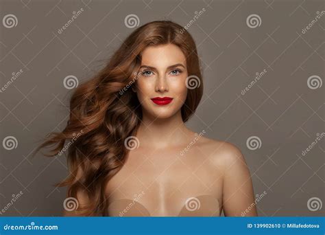 Beautiful Red Haired Woman Elegant Redhead Girl With Curly Hair And