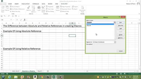 Creating Excel Macros Absolute Vs Relative Reference Youtube