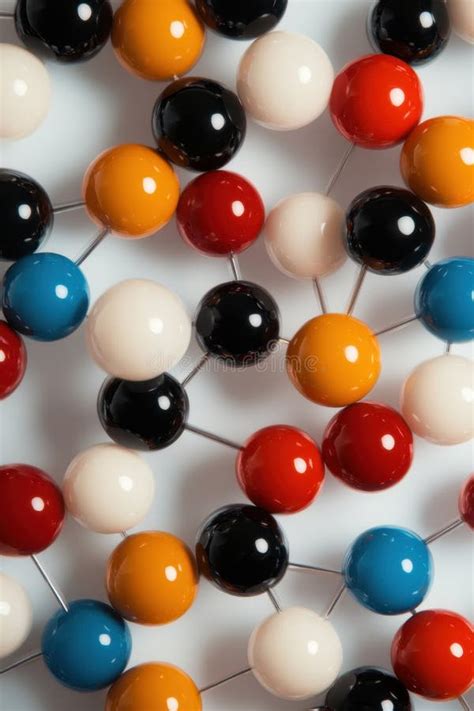 Colorful Molecular Structure Model With Connected Spheres On White Background Stock Illustration