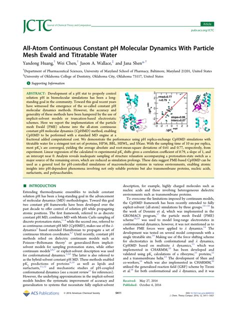 pdf all atom continuous constant ph molecular dynamics with particle