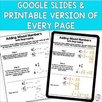 Add Subtracting Unlike Fractions Mixed Numbers GUIDED NOTES TPT