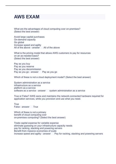 AWS EXAM QUESTIONS VERIFIED AWS Stuvia US