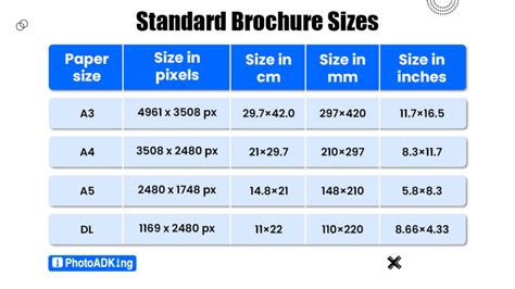 Standard Brochure Sizes And Dimensions