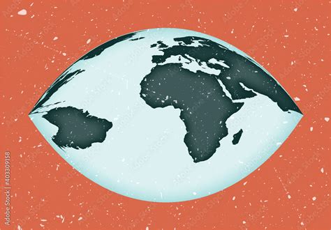 World Map Poster Craig Retroazimuthal Projection Vintage World Shape With Grunge Texture