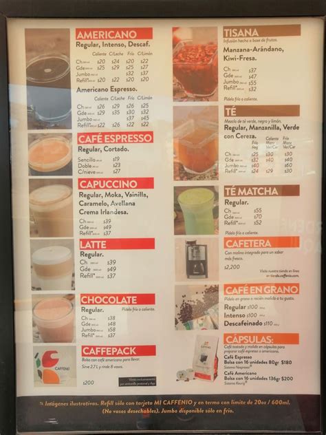 Menu At Caffenio Soriana Guaymas Cafeteria Guaymas