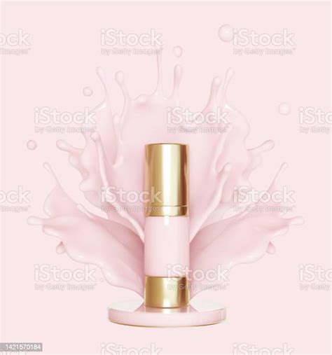 핑크는 화장품 액체 광고에 튀는 액체 파운데이션 크림 화장품 병을 구성합니다 보습 토너 절연 3d 렌더링 0명에 대한 스톡 사진 및 기타 이미지 Istock