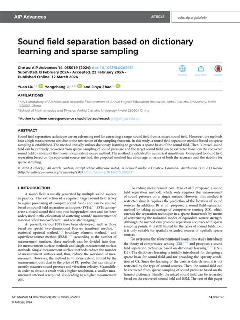 pdf sound field separation based on dictionary learning and sparse