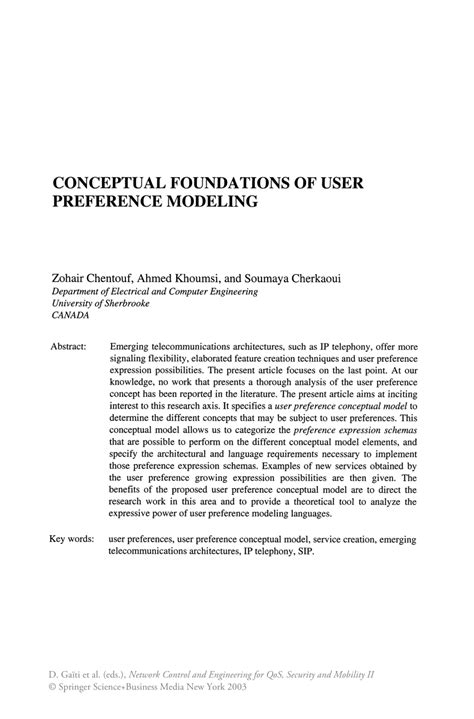 Pdf Conceptual Foundations Of User Preference Modeling