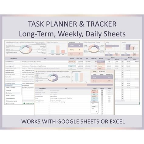 Task Management To Do List App Task Tracker Google Sheet Task Manager Task Tracking Tool
