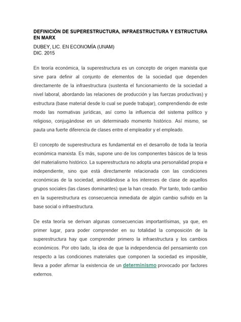 Definición De Superestructura Pdf Sociedad Karl Marx