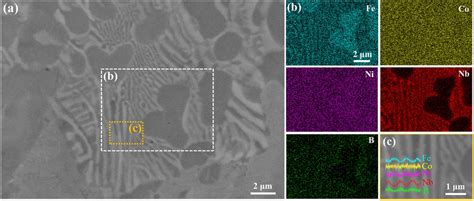 A The Sem Image Of The Microstructures Of The Fe27co27ni27nb9b10 With A Download Scientific