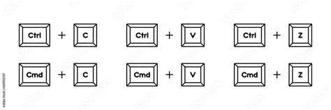 Keyboard Buttons For Copy Paste Cut Past Shortcuts Vector Icon Set
