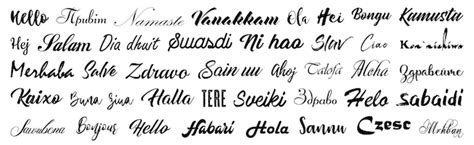 Premium Vector Calligraphic Text Hello In Different Language Hello Text Collection