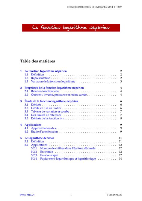 06 Cours Fonction Logarithme Neperien La Fonction Logarithme Népérien DerniÈre Impression Le
