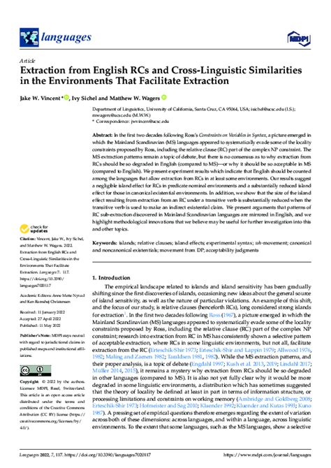 Pdf Extraction From English Rcs And Cross Linguistic Similarities In
