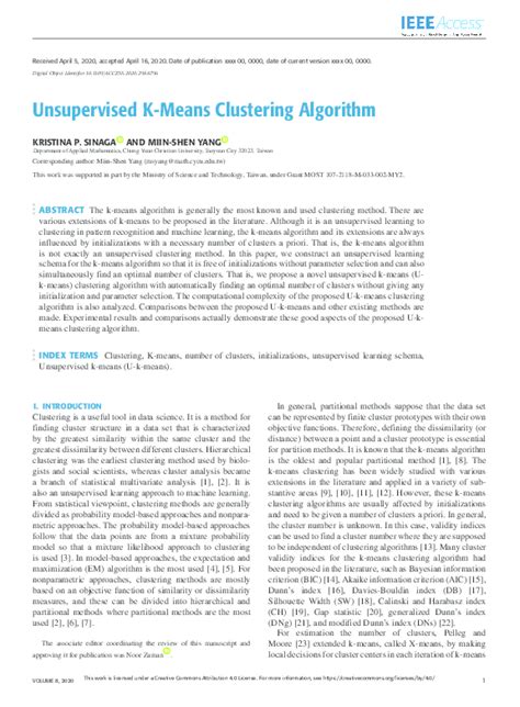 Pdf Unsupervised K Means Clustering Algorithm